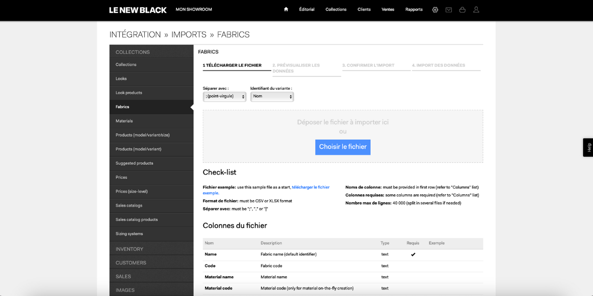 Importer les fabric codes – Centre d'aide Le New Black